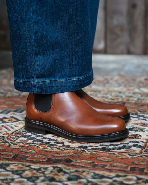 Genuine leather cognac-colored Chelsea boots | Made in Italy
