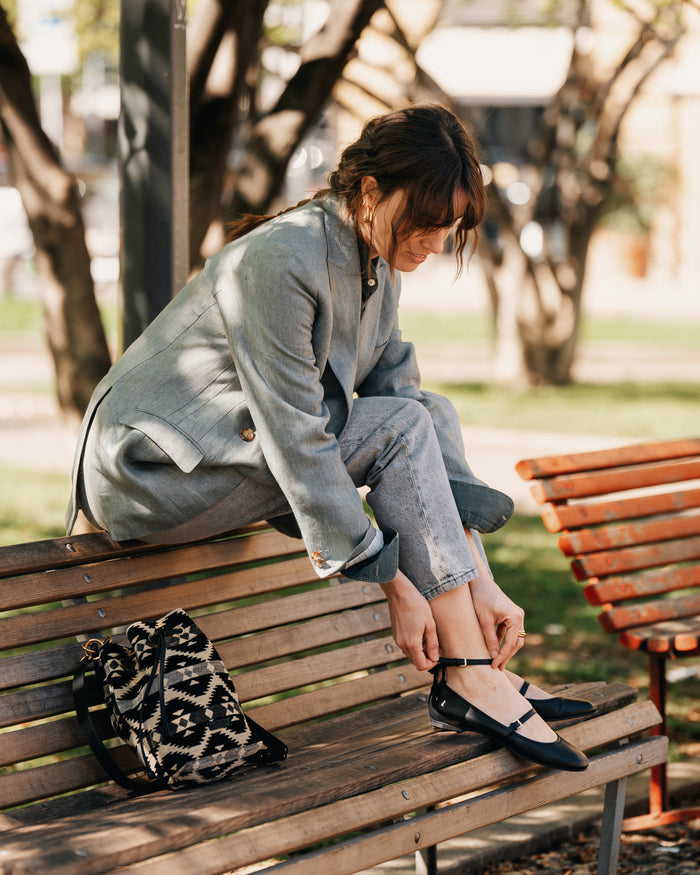 Velasca | Smooth leather ballet flats with a strap, made in Italy